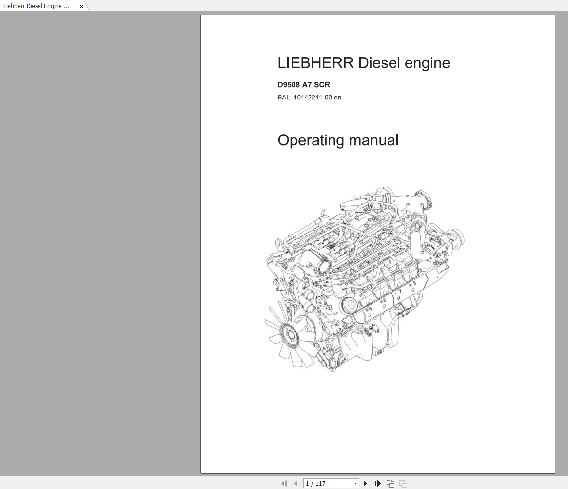 Liebherr Diesel Engine D9508 A7 SCR Operating Manual 10142241-00-EN