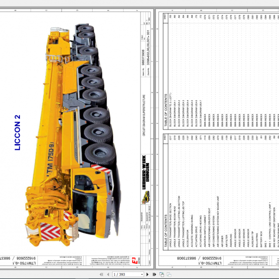 Liebherr Mobile Crane LTM 1750-9.1 LEC Liccon Error Code Manual EN 096000