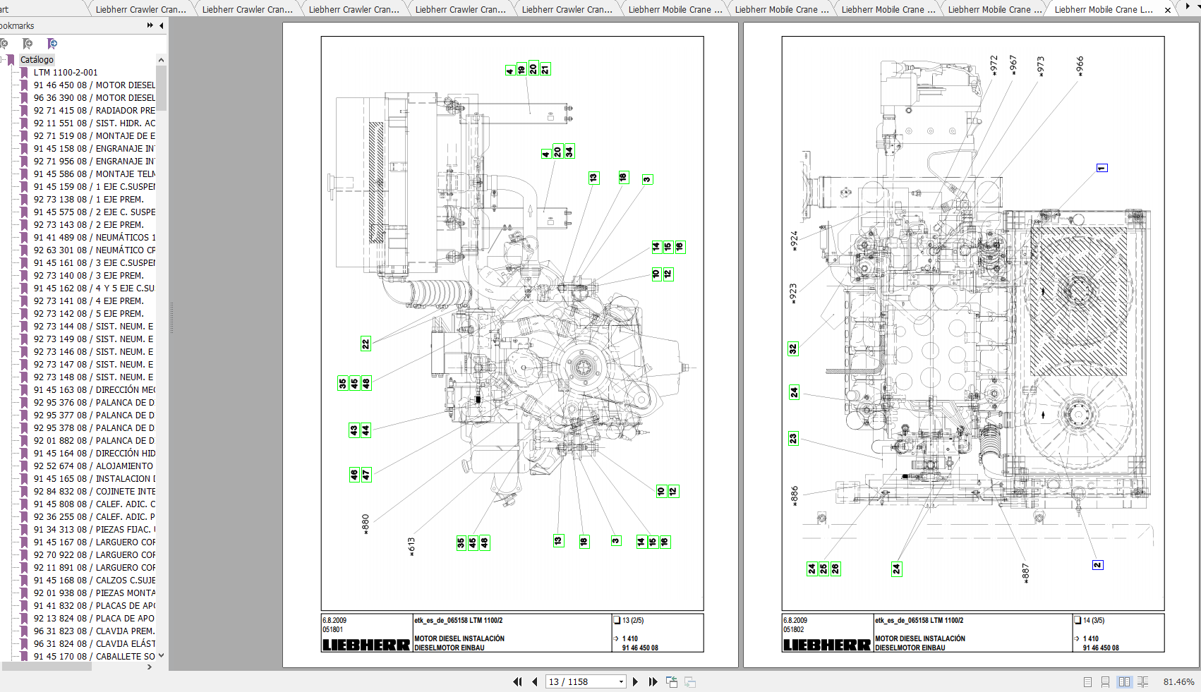 Liebherr Mobile Crawler Cranes PDF Spare Parts List DVD