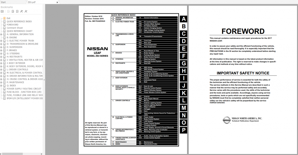 NISSAN LEAF ZE0 Series SM15EA0ZE0U0 2015 Service Manual