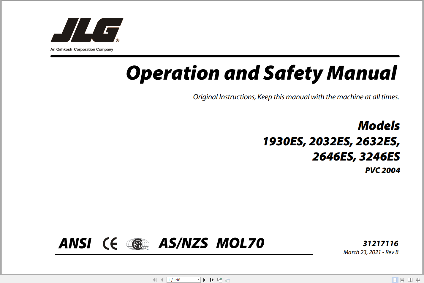 JLG Elevated Work Platform 45GB PDF Operators Service and Part Manuals ...