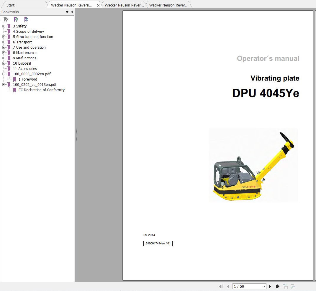 Wacker Neuson Reversible Vibratory Plates DPU 4045 Yeh Operator's ...