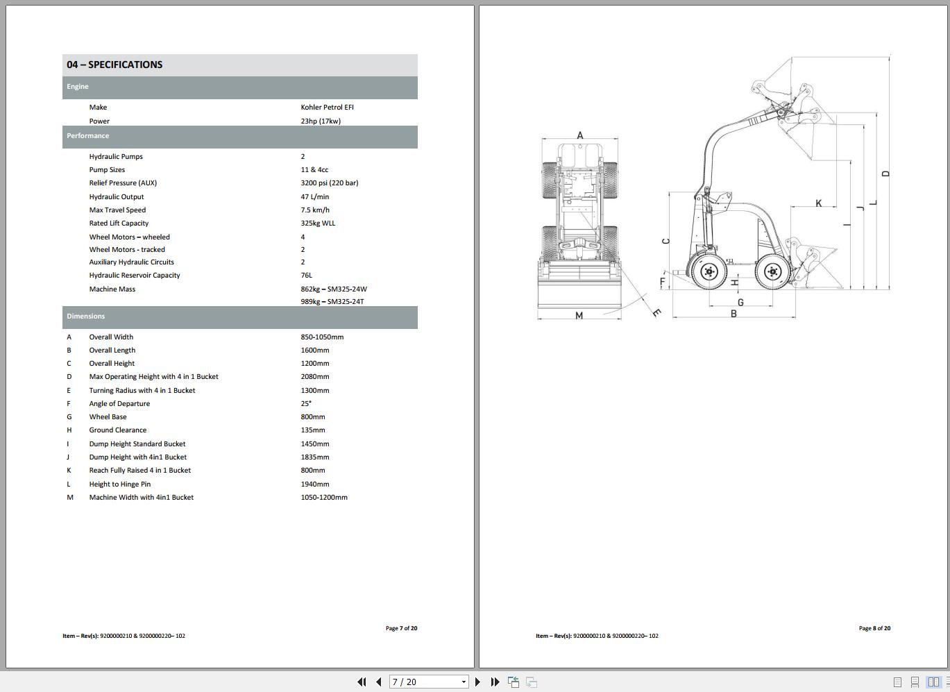 Wacker Neuson Dingo Mini Loader SM Series Brochures, Operation & Maintenance, Service, Parts ...