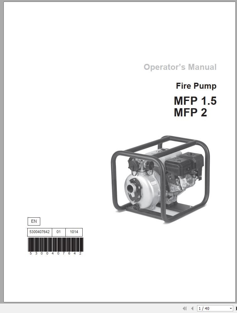 Wacker Neuson Fire Pumps MFP 1.5 MFP 2 Operator's & Parts Manual