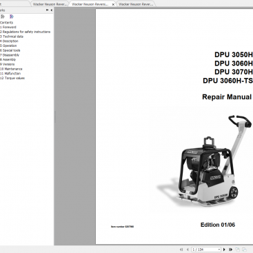 Wacker Neuson Reversible Vibratory Plates DPU 4045 Repair Manuals