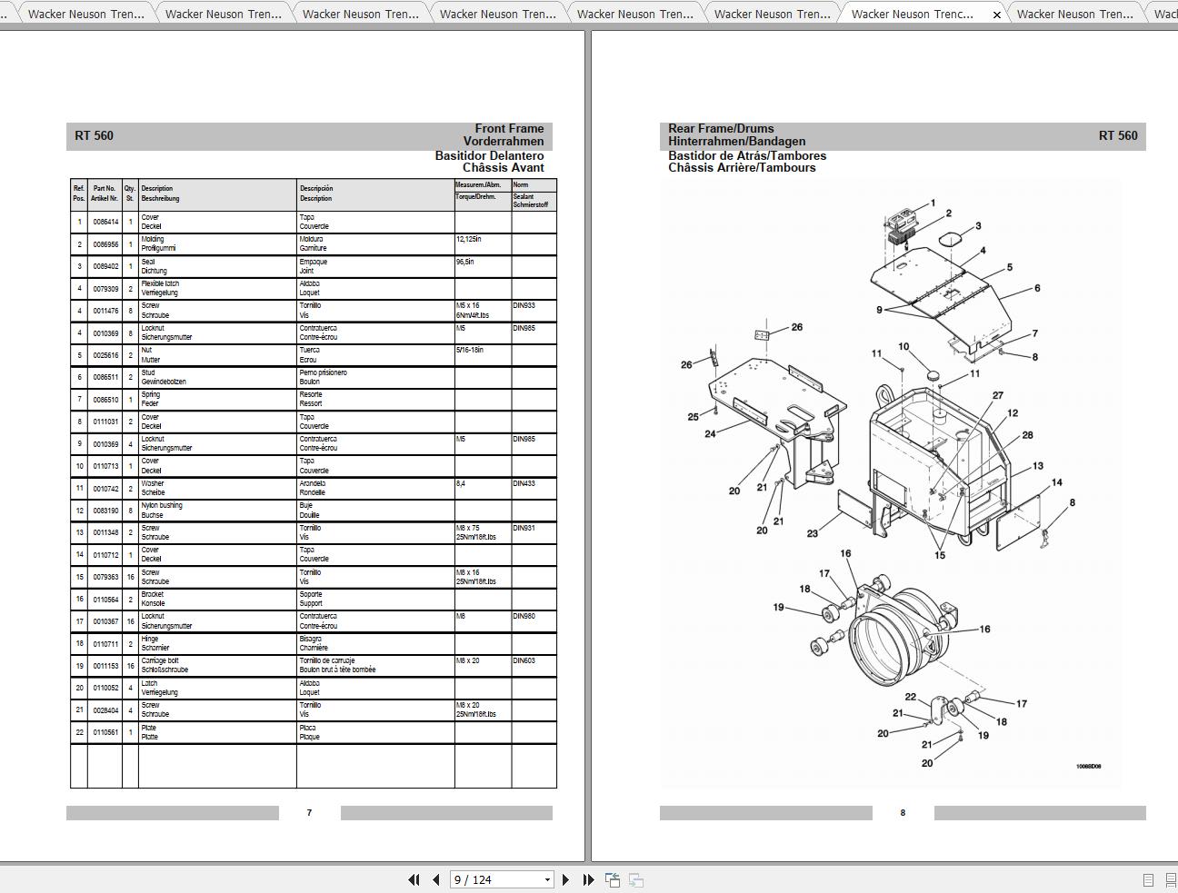 Wacker Neuson Trench Roller RT 560 Operator's Manual, Service Manual ...