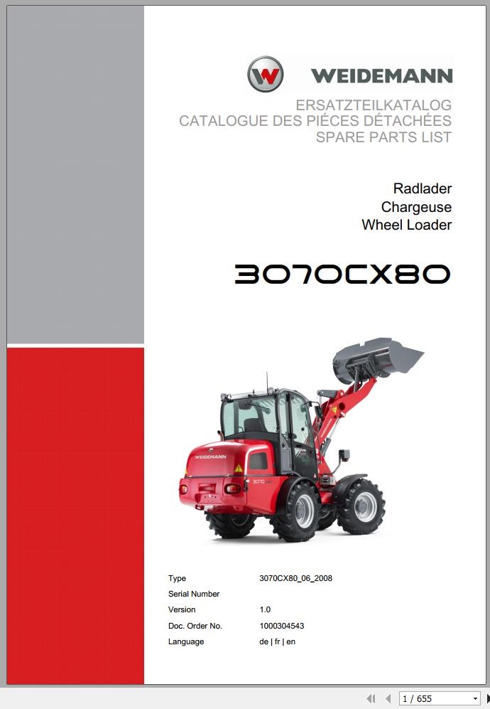 Wacker Neuson Weidemann Wheel Loaders 3070 CX60 CX80 Repair Manual ...