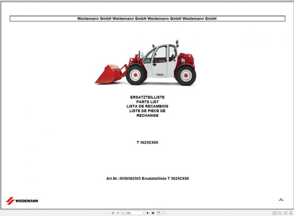Wacker Neuson Weidemann Wheel Loaders T 5625 CX80 Parts Manual ...