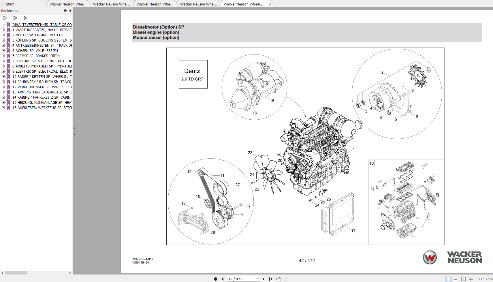 Wacker Neuson Wheel Dumper DV60 Operator, Service Manual & Spare Parts ...