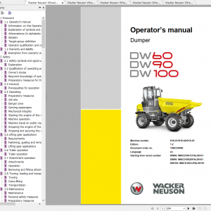 Wacker Neuson Wheel Dumper DW30 Operator, Service Manual & Spare Parts ...