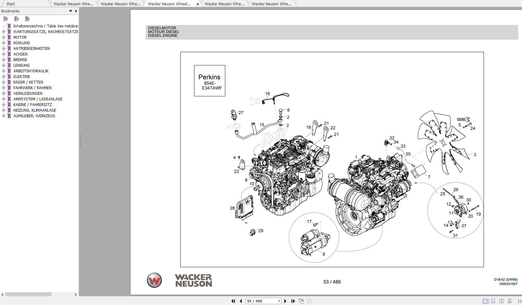 Wacker Neuson Wheel Dumper DW90 Operator, Service Manual & Spare Parts ...
