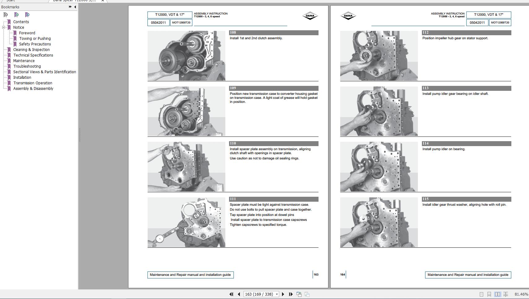 Dana Spicer T12000 3 4 6-speed Intermediate Drop VDT12000 Transmission ...