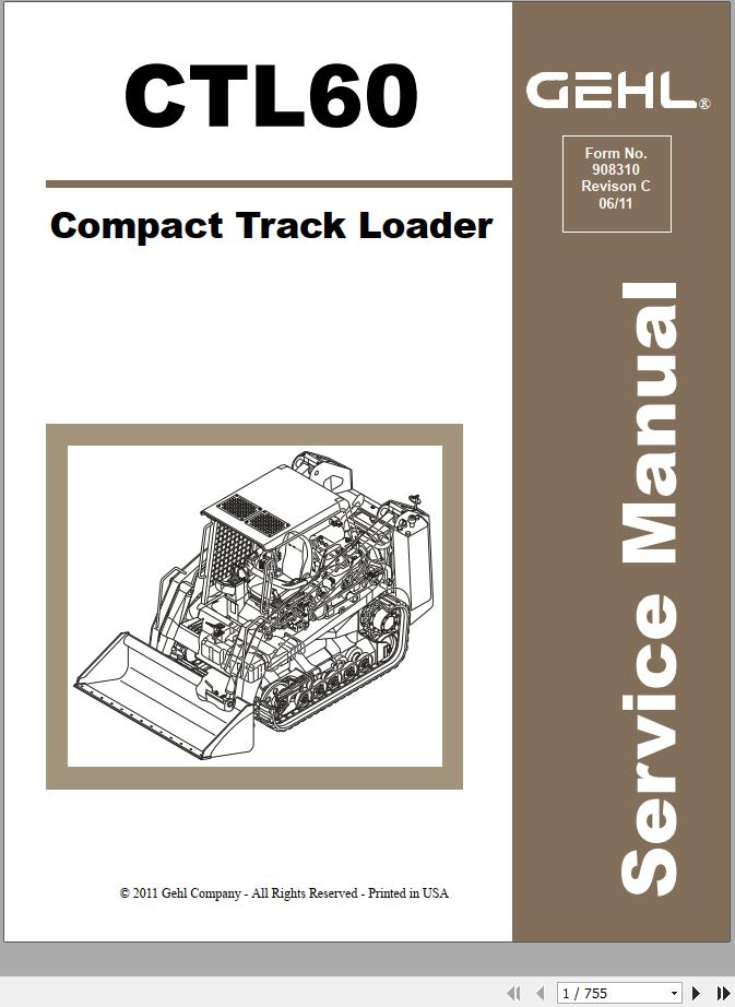 Gehl Compact Track Loader CTL60 Service Manual 908310C 06.2011