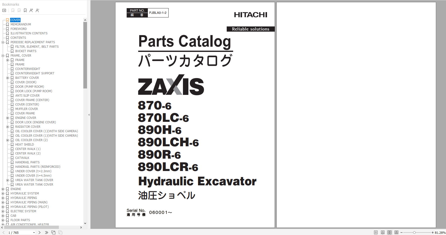 Hitachi Hydraulic Excavator ZX Series 2022 Technical Manual Part ...
