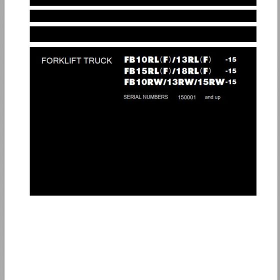 Komatsu Forklift Truck FB15RS-12 85001 & up Shop Manual BRA12E1-01