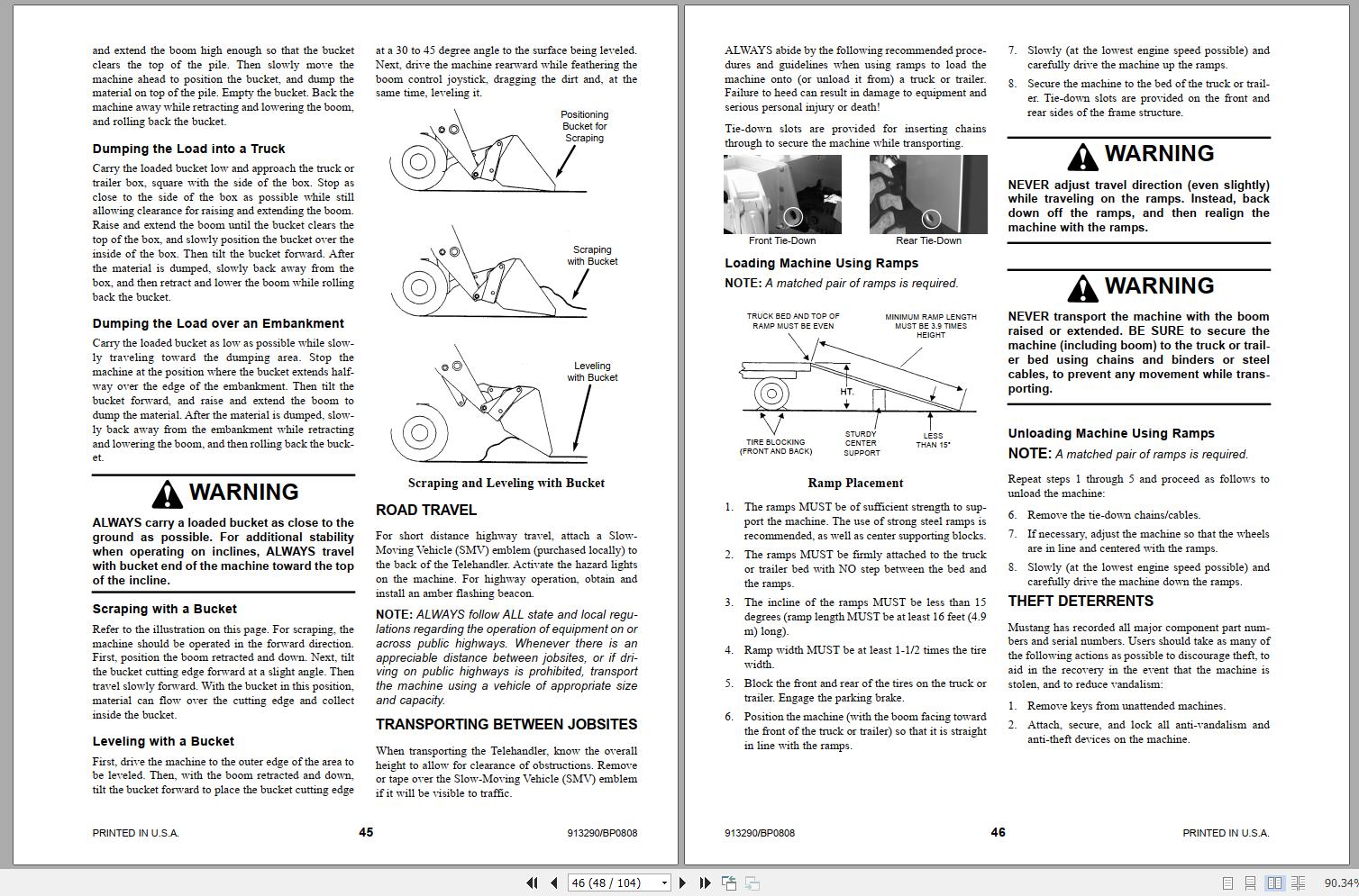 Mustang Telehandler 744, 944, 1155 Tier III Engine Operators Manual ...