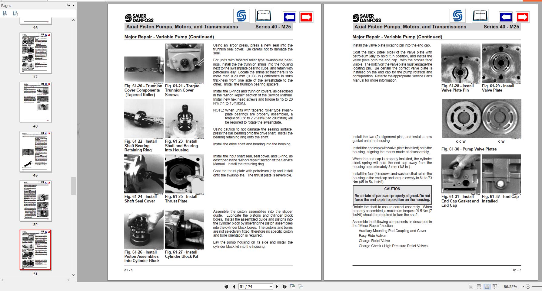 Sauer Danfoss Series 40 M25 Axial Piston Pumps Motors and Transmissions Service and Repair ...