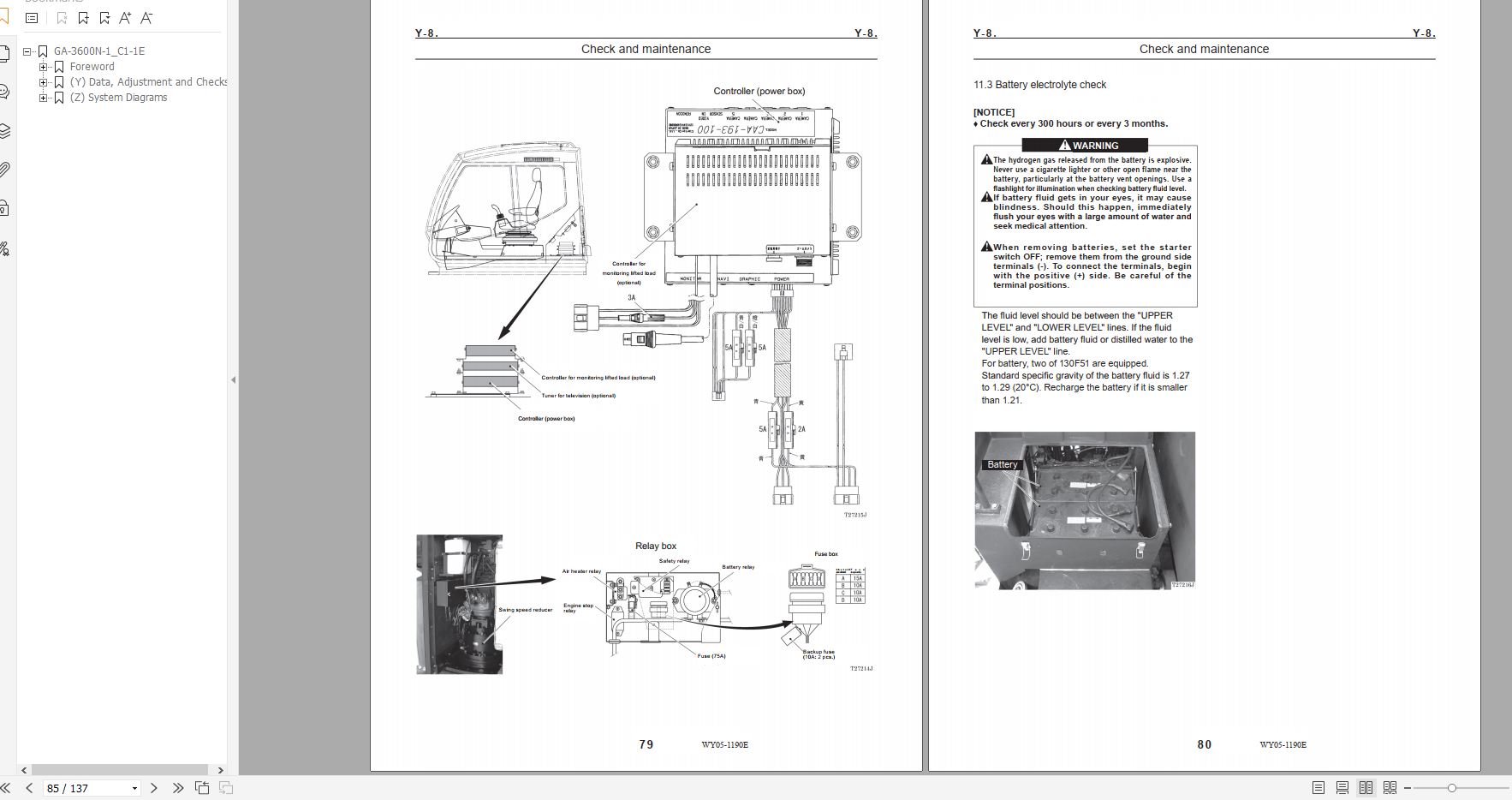 Tadano All Terrain Crane GA-3600N-1 GA3600N-1 GE5001 Service Manual Circuit Diagram