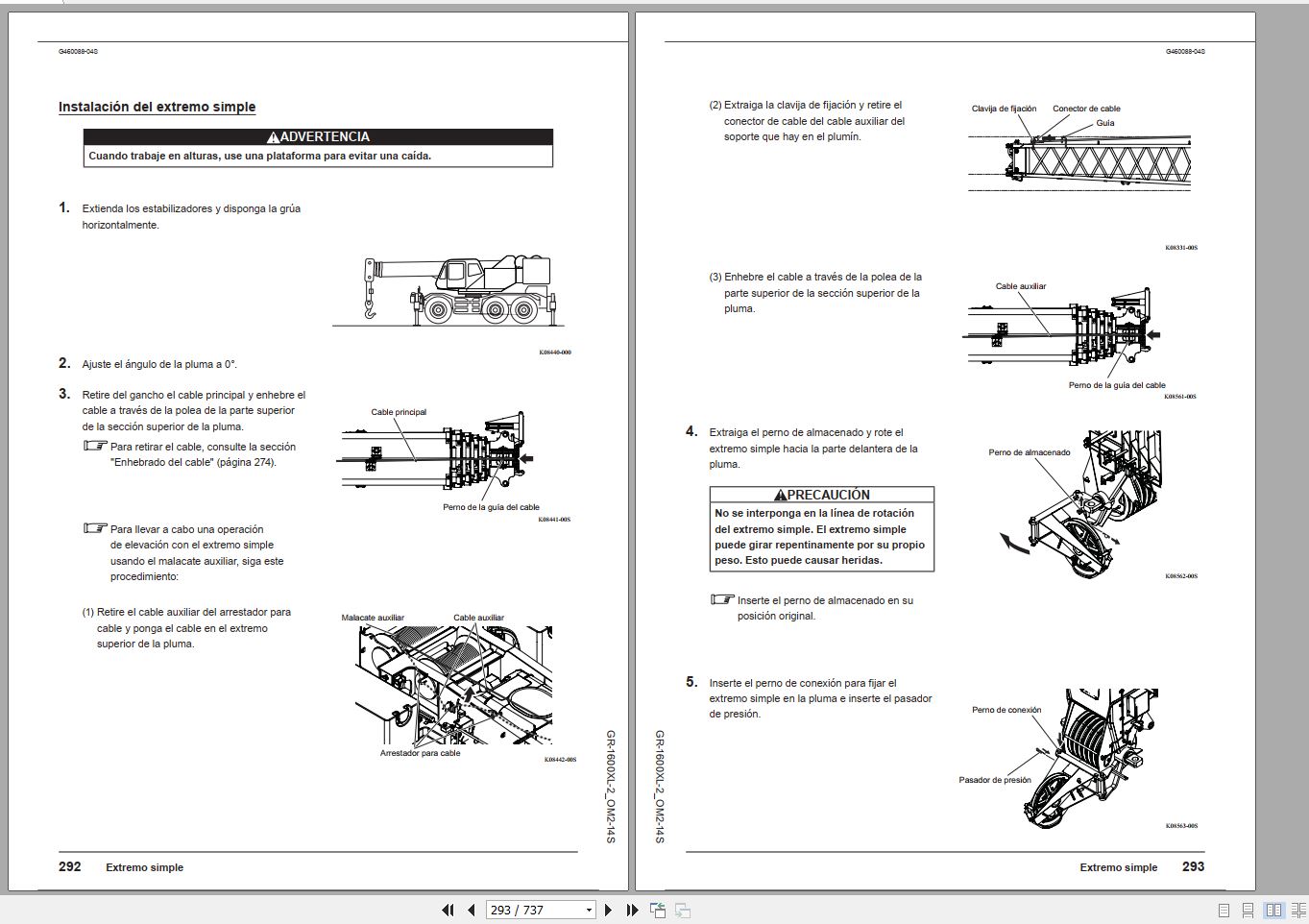 Tadano Rough Terrain Crane GR-1600XL-2 FE5027 Operation Manual 2015 ES