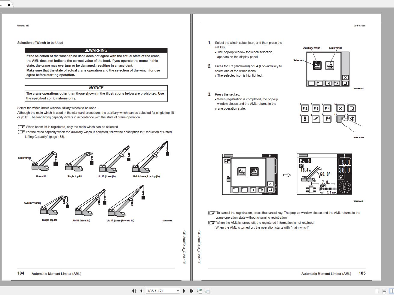 Tadano Rough Terrain Crane GR-800EX-3 549656-549999 Operation Manual ...