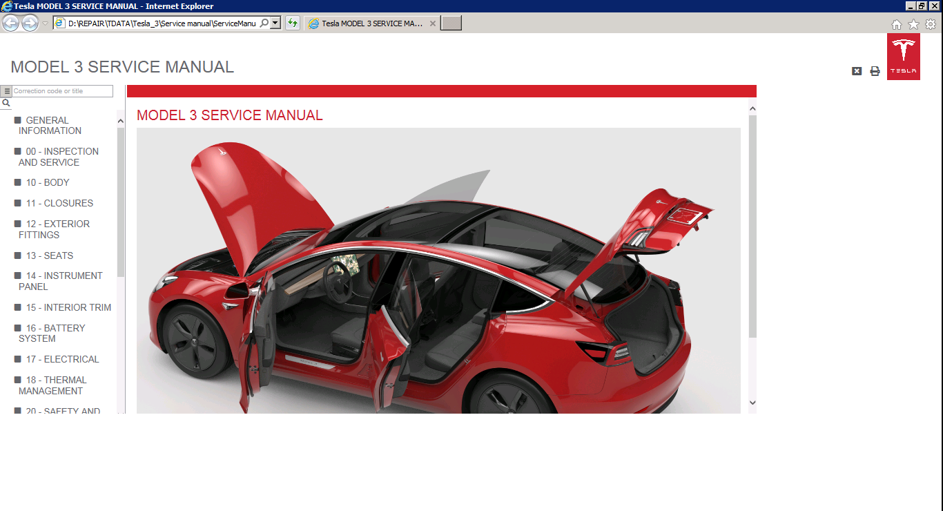 Tesla Model 3 Model S Model X Model Y Roadster 2022 Service Part Manual ...