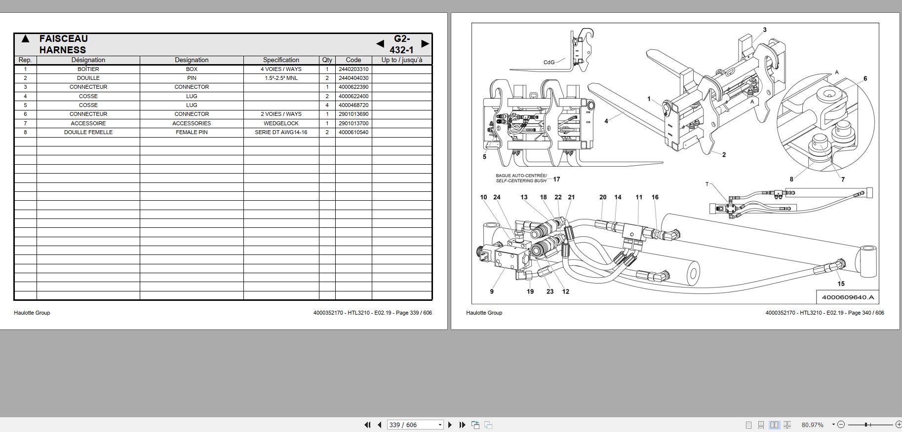 Haulotte Telehandler HTL 3210 Spare Parts Catalog 4000352170 02.2019 EN FR
