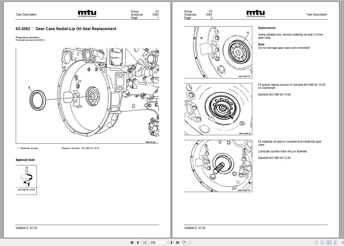 MTU Diesel Engine 12V 183 TC.3 Maintenance Manual M020080 10E 2002