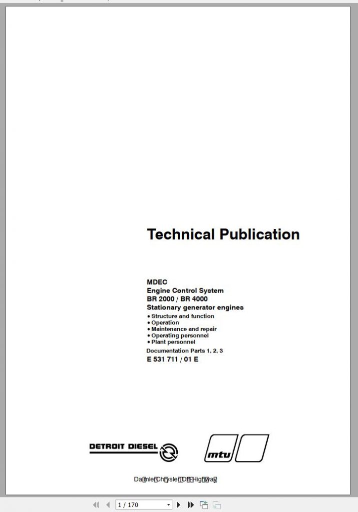 MTU Diesel Engine ADEC and SAM Series 2000 4000 Technical Documentation