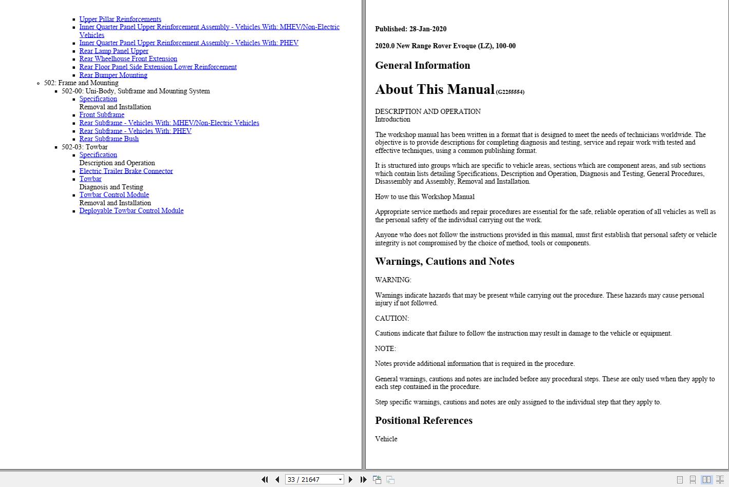 Range Rover Evoque L551 2L I4 Diesel And MHEV Workshop Manual & Wiring ...