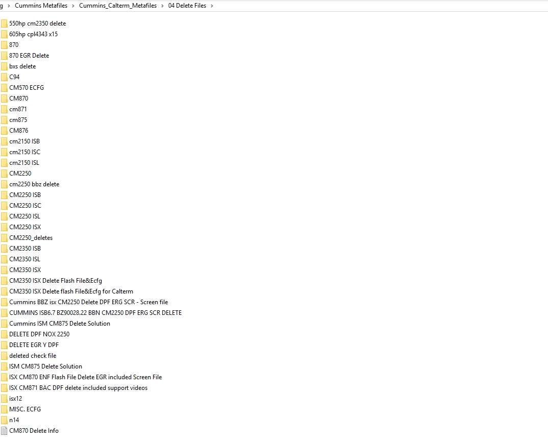 Cummins METAFILES 52GB ECFG E2M SCREEN CBF Config Delete FILES Update ...