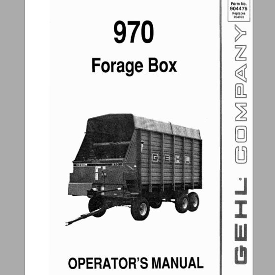 Gehl Forage Box BU980 Operator's Manual 907591A