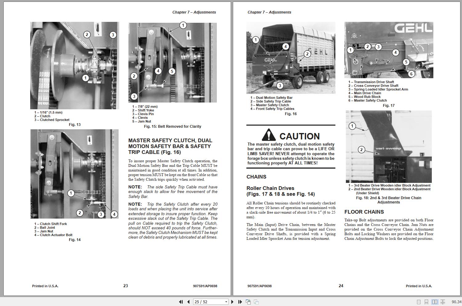 Gehl Forage Box BU980 Operator's Manual 907591A