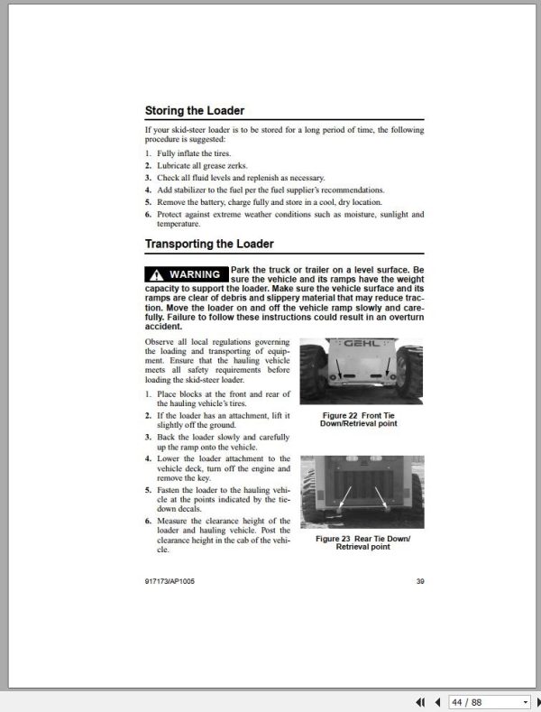 Gehl Skid Steer Loader SL3640 SL3840(EU) SL4240 Operator's Manual 917173A