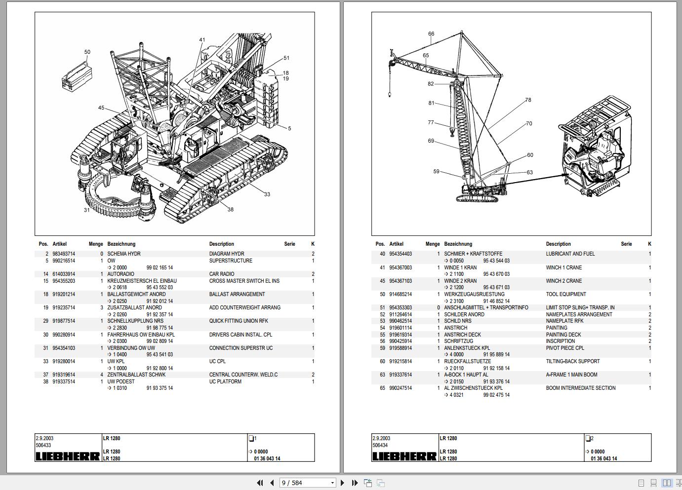 Liebherr Crawler Crane LR 1280 136043 Technical Information, Parts ...
