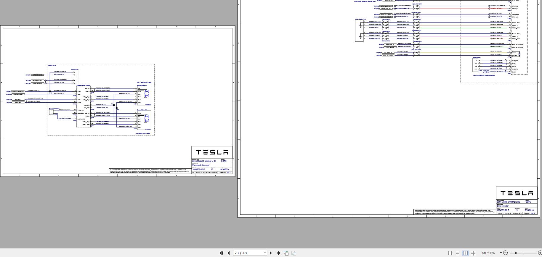 Tesla Model S 2014 LHD SOP5 Circuit Diagram 1004573-00-E 2014