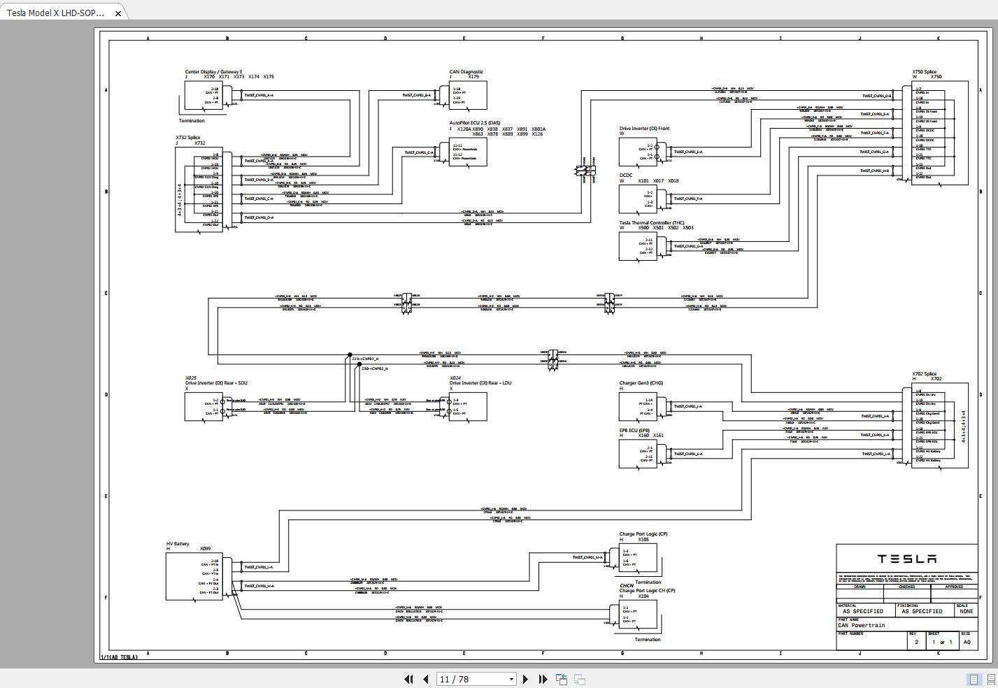 Tesla Model X LHD-SOP6 2017 Wiring Diagram