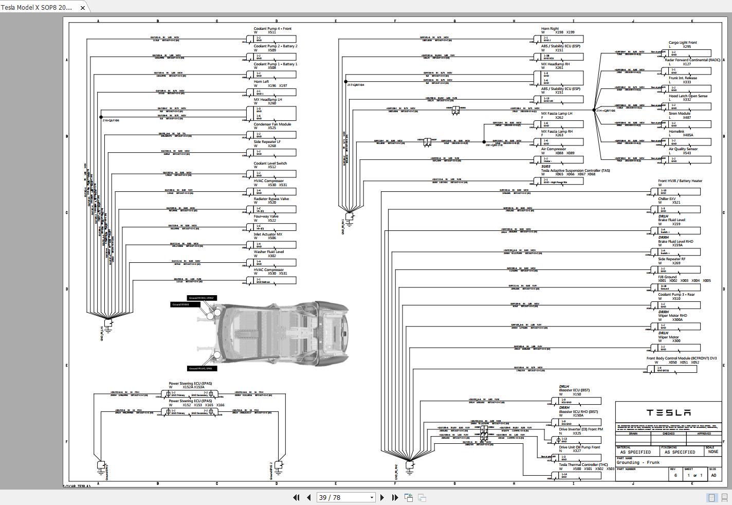 Tesla Model X SOP8 2019-2020 Wiring Diagram