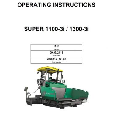 Vogele Road Pavers Super 1600 Operating Instruction
