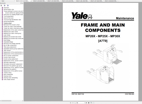 Yale Forklift Class 3 A7T9 (MP20X-MP25X-MP30X Europe) Service Manual 03.2022