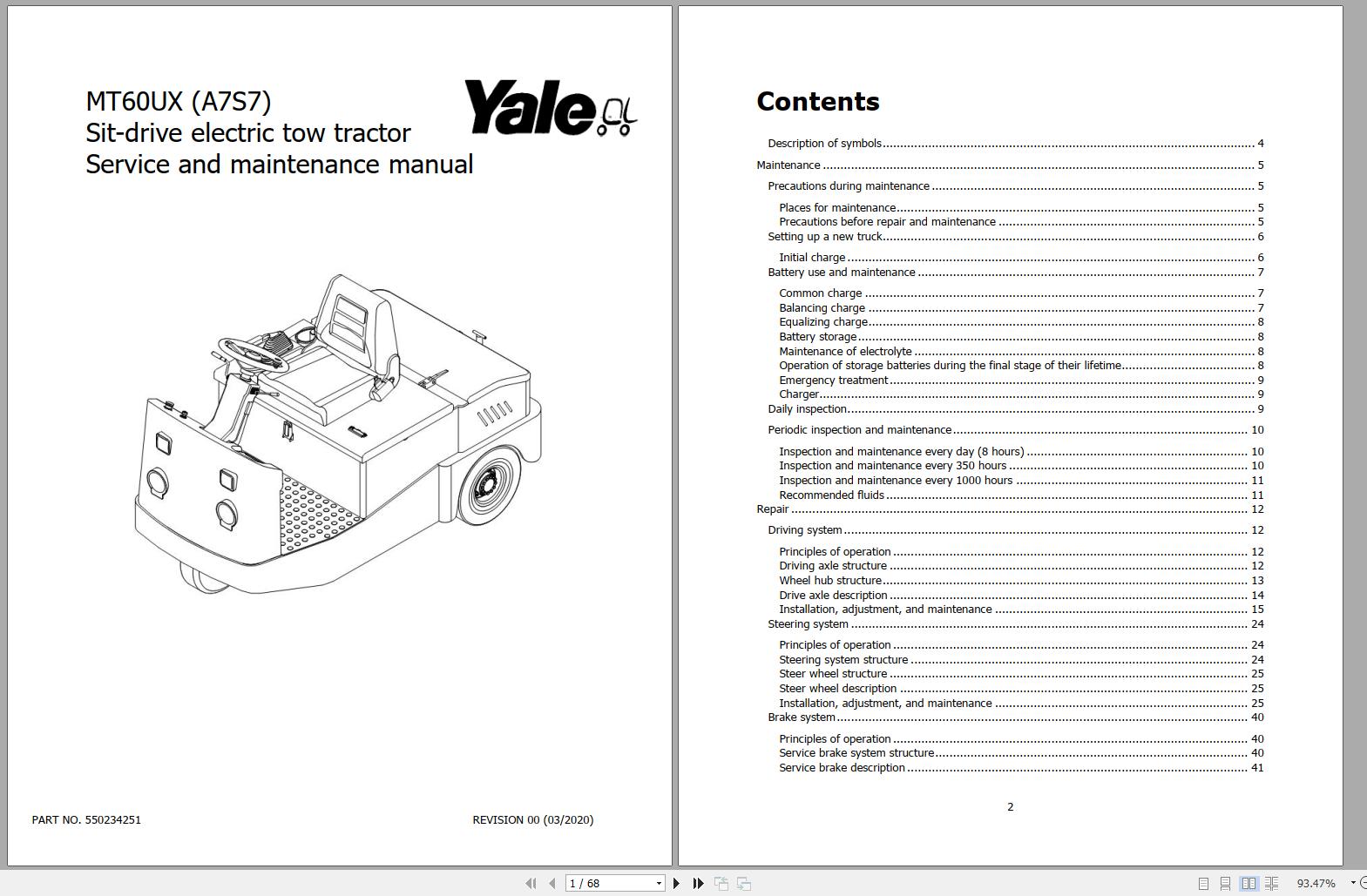 Yale Forklift Class 3 A7S7 MTA120UX Service Manual 03.2020