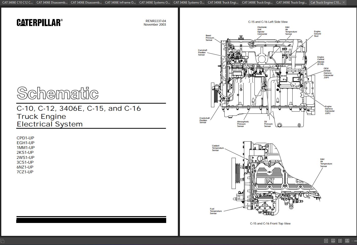 CAT Diesel Truck Engine 3406, 3406E Manual Schematic Electrical ...