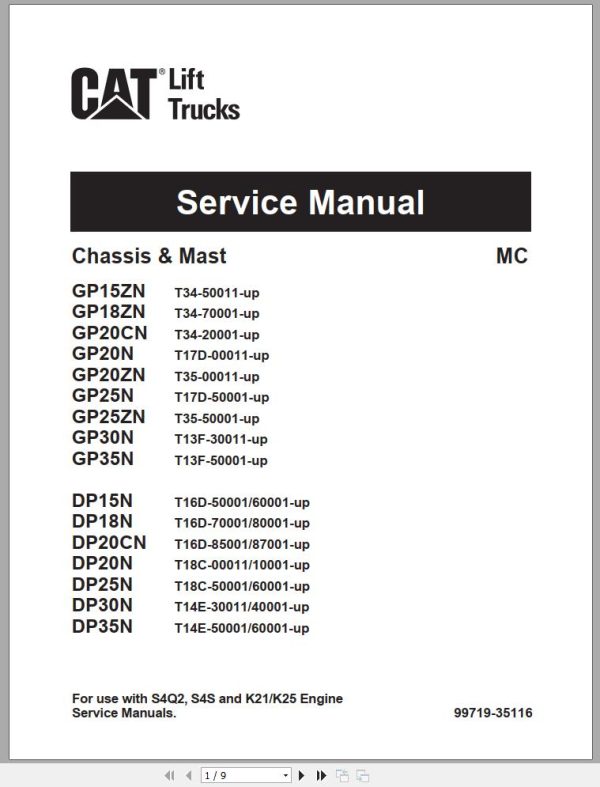 CAT Forklift DP30NT Schematic, Service Manual