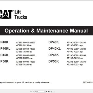 CAT Forklift DP50 Service, Operation & Maintenance Manual