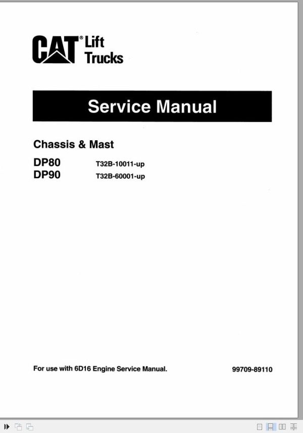 CAT Forklift DP80 Service, Operation & Maintenance Manual