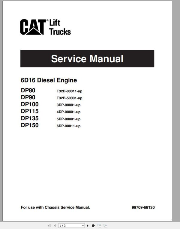 CAT Forklift DP90 Service, Operation & Maintenance Manual