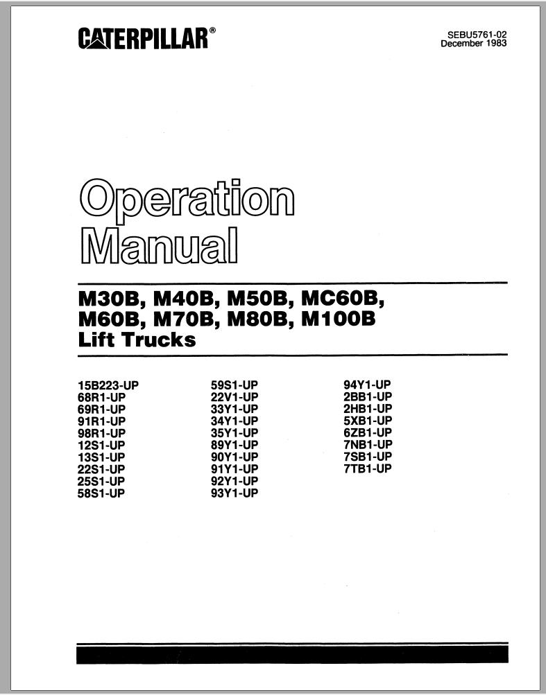 CAT Forklift MC60B Operation Manual