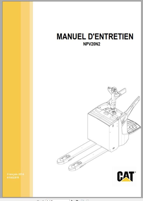 CAT Forklift NPV20N2 Service, Operation & Maintenance Manual