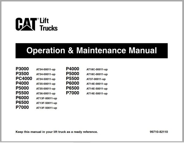 CAT Forklift P4000 P5000 P5000 P6500 P7000 Schematic, Service ...