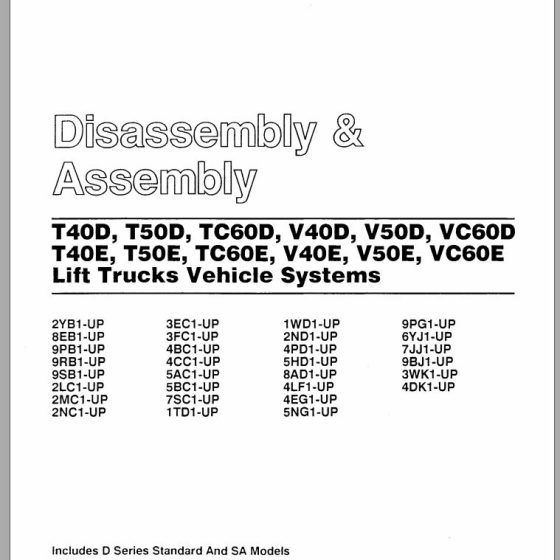 CAT Forklift V40C V45C V50C Spare Parts Manual