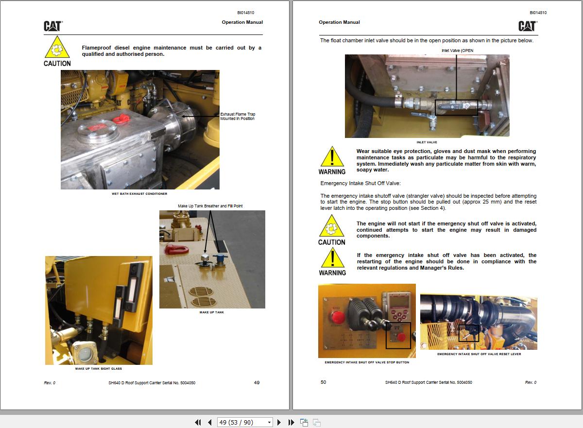 CAT Roof Support Carrier SH640D Operation And Maintenance Manual ...
